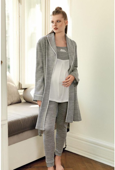 Artış Kadın 11305 Viskon Lohusa 3'lü Sabahlık Pijama Takımı 22K