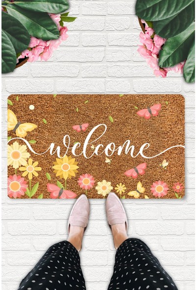 Sun Flowers Temalı Coco Görünümlü Dekoratif Kapı Önü ve Iç Mekan Paspası Sun Flowers Temalı Coco Görünümlü Dekoratif Kapı Önü ve Iç Mekan Paspası