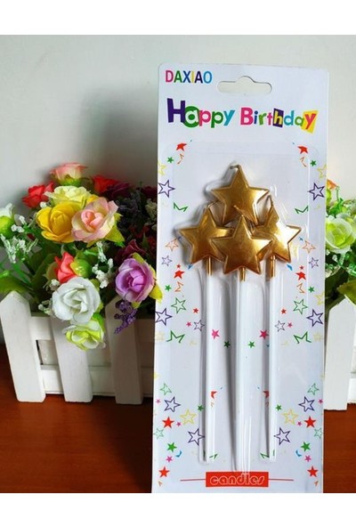 Çubuklu Metalize Yıldızlı Doğum Günü Mumu Gold Çubuklu Metalize Yıldızlı Doğum Günü Mumu Gold