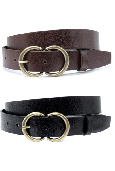 Livize Kadın Deri Kemer 3cm 2'li Livize Kadın Deri Kemer 3cm 2'li