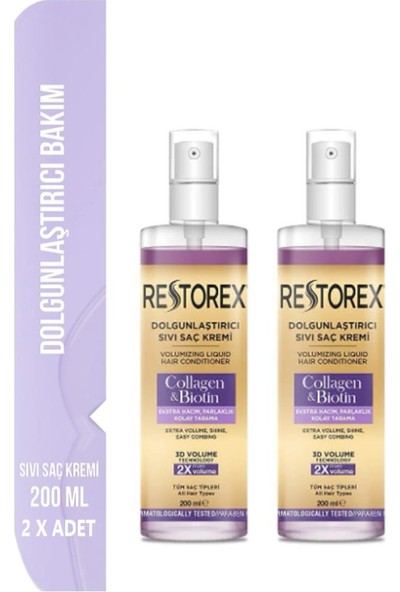 Restorex Dolgunlaştırıcı Sıvı Saç Kremi Kolajen & Biotin 200 Ml X Adet Restorex Dolgunlaştırıcı Sıvı Saç Kremi Kolajen & Biotin 200 Ml X Adet