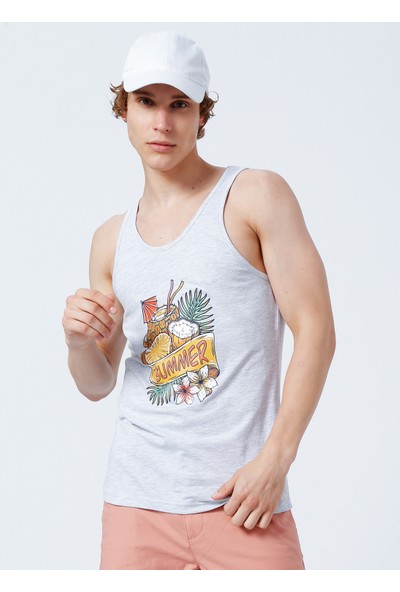 Lenasso Klasik Yaka Düz Gri Melanj Erkek T-Shirt AD-Y43092LNS