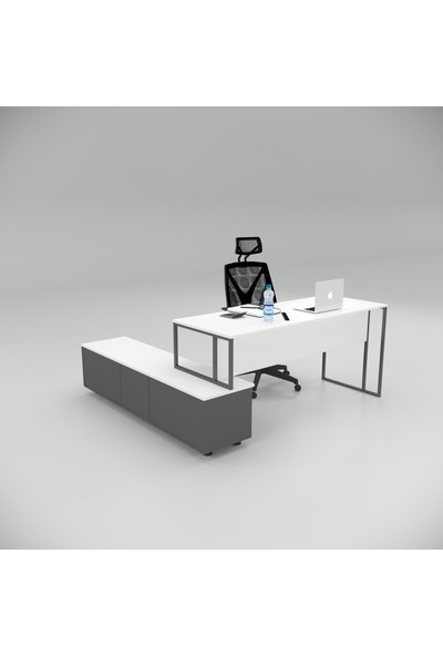 Akr Ofis Upper Çalışma Masası Beyaz (160CM Alt Etajerli)