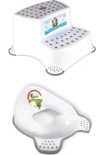 Kaydırmaz Çift Basamaklı Çocuk Taburesi ve Klozet Adaptörü