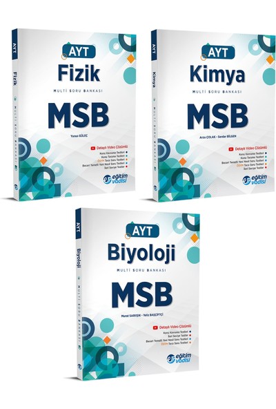 Eğitim Vadisi Yayınları Eğitim Vadisi AYT Fizik+Kimya+Biyoloji Msb (Multi Soru Bankası) 3 Kitap Eğitim Vadisi Yayınları Eğitim Vadisi AYT Fizik+Kimya+Biyoloji Msb (Multi Soru Bankası) 3 Kitap