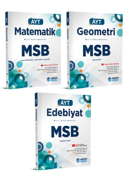 Eğitim Vadisi Yayınları Eğitim Vadisi AYT Matematik+Geometri+Edebiyat Msb (Multi Soru Bankası) 3 Kitap Eğitim Vadisi Yayınları Eğitim Vadisi AYT Matematik+Geometri+Edebiyat Msb (Multi Soru Bankası) 3 Kitap