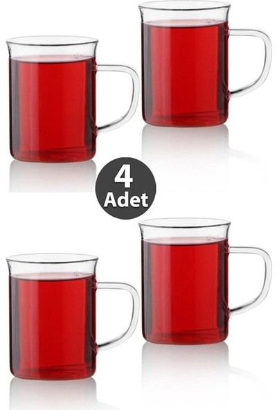 4'lı Isıya Dayanıklı Cam Bardak Termisil Kupa 4'lı Isıya Dayanıklı Cam Bardak Termisil Kupa