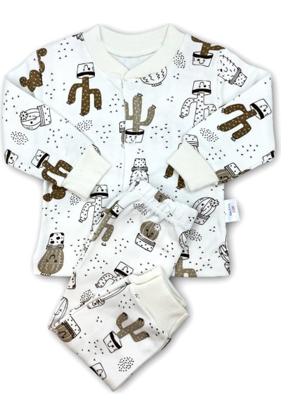 Sema Baby Sleeper Cactus Bebek Pijama Takımı 3-6 Ay - Ekru Sema Baby Sleeper Cactus Bebek Pijama Takımı 3-6 Ay - Ekru
