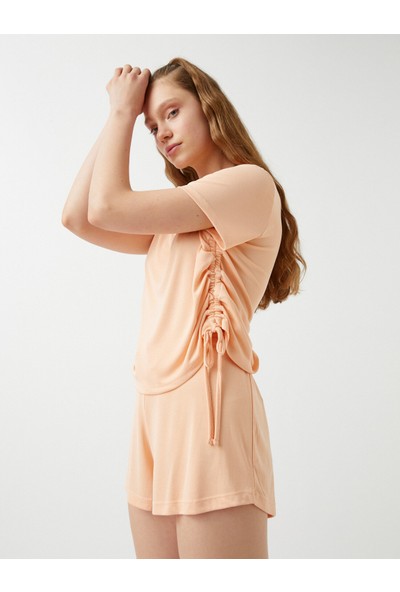 Koton Pijama Üstü Yanları Büzgülü Kısa Kollu