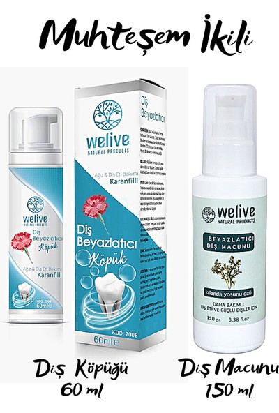 Welive Diş Beyazlatma Serisi-(Diş Köpüğü+Diş Macunu)-