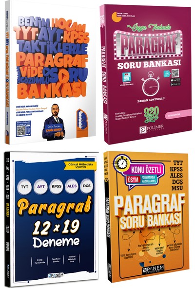 Benim Hocam Yayınları 2023 Paragraf Soru Bankası + Polimer Paragraf Soru Bankası + Panem Paragraf Soru - Deneme