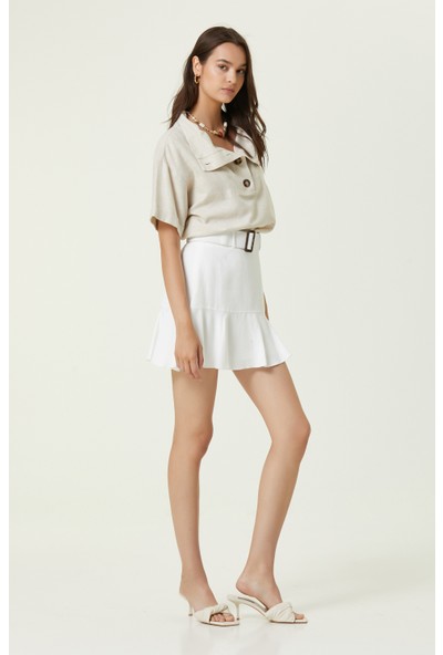 Network Ekru Mini Etek