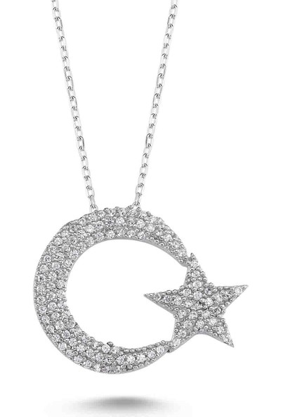 Sophia Nora 925 Ayar Gümüş Taşlı Ayyıldız Kolye Büyük