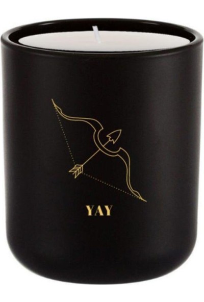 Yay Burç Siyah Bardak Mum 8 cm