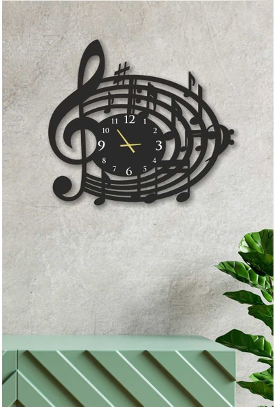 Müzik Temalı Dekoratif Ahşap Duvar Saati Müzik Temalı Dekoratif Ahşap Duvar Saati