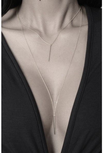 Ikili Gümüş Renk Kolye