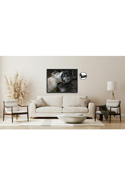 Kavga Eden Kurt Dekoratif Siyah Çerçeveli Tablo Kavga Eden Kurt Dekoratif Siyah Çerçeveli Tablo