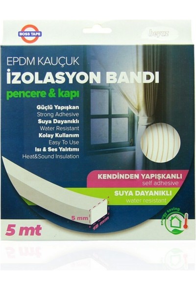 Boss Tape Epdm Kauçuk Pencere Kapı Izolasyon Bandı Beyaz 15MM*5MT Boss Tape Epdm Kauçuk Pencere Kapı Izolasyon Bandı Beyaz 15MM*5MT