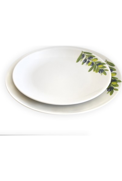 Pearl Zeytin Desenli Tabak 2 Adet 25 cm ve 2 Adet 21 cm