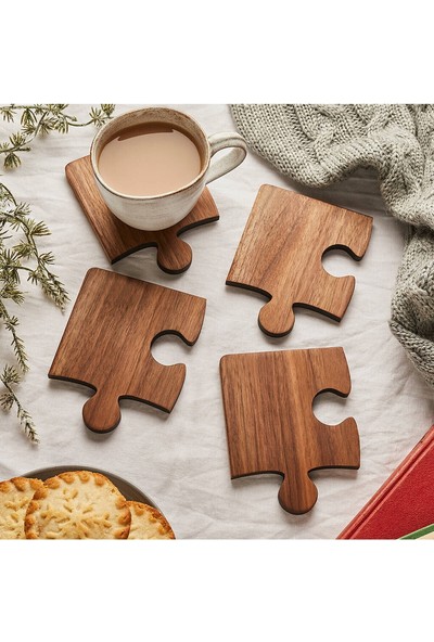 Wooden Factory Ahşap Desenli Puzzle Mdf Bardak Altlığı 4'lü Set 10X10 cm Masaüstü Dekorasyon Eşyası Wooden Factory Ahşap Desenli Puzzle Mdf Bardak Altlığı 4'lü Set 10X10 cm Masaüstü Dekorasyon Eşyası