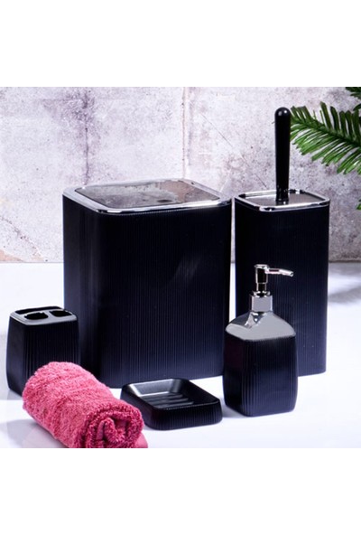 Shaman Home Barok Kare 5 Parça Banyo Takımı Siyah Shaman Home Barok Kare 5 Parça Banyo Takımı Siyah