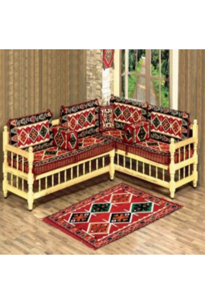 Puhu Ahşap Aksesuar Zeugma Köşe Sedir Takımı Puhu Ahşap Aksesuar Zeugma Köşe Sedir Takımı