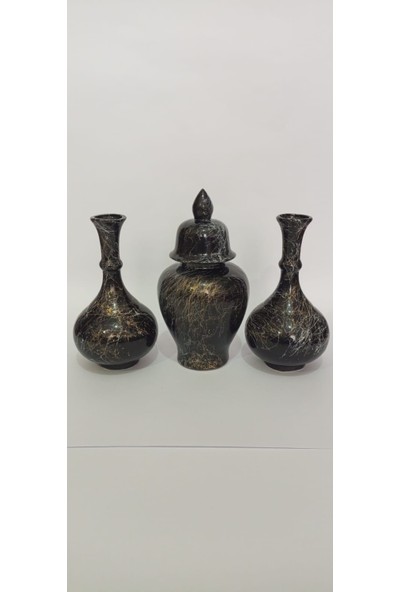 Yasemin Seramik Dekoratif Seramik Konsol Seti 20 cm Yaldızlı