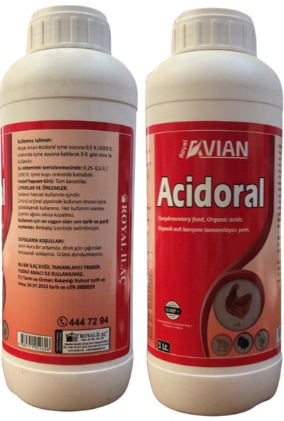 Royal İlaç Royalilaç Avian Acidoral Likit 1 Lt Kanatlı Hayvanlar Için Organik Asit Royal İlaç Royalilaç Avian Acidoral Likit 1 Lt Kanatlı Hayvanlar Için Organik Asit