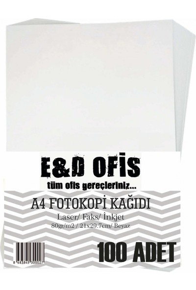 E&D Ofis A4 Fotokopi Kağıdı 100 Yaprak