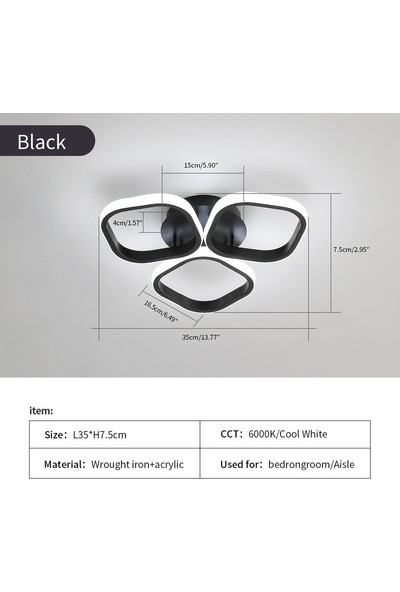 Goeco LED Tavan Işık 33W, 3 Kare Modern Tavan Lambası 35 cm Siyah Kare (Soğuk Beyaz 6000K) (Yurt Dışından) Goeco LED Tavan Işık 33W, 3 Kare Modern Tavan Lambası 35 cm Siyah Kare (Soğuk Beyaz 6000K) (Yurt Dışından)