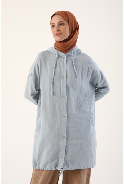 ALLDAY Kapüşonlu Önü Düğmeli Rahat Kalıp Kap ALLDAY Kapüşonlu Önü Düğmeli Rahat Kalıp Kap