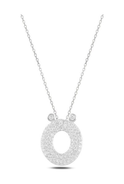 Sientojewels 925 Ayar Gümüş Ö Harf Taşlı Bayan Kolye