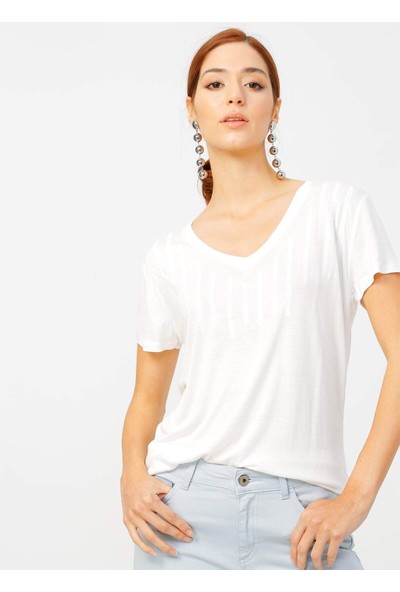 Fabrika Kadın T-Shirt - Beyaz