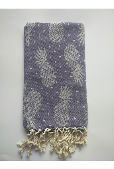 Havlucu Dükkanı Ananas Desenli Mor Pamuk Peştemal / Deniz Havlusu Havlucu Dükkanı Ananas Desenli Mor Pamuk Peştemal / Deniz Havlusu