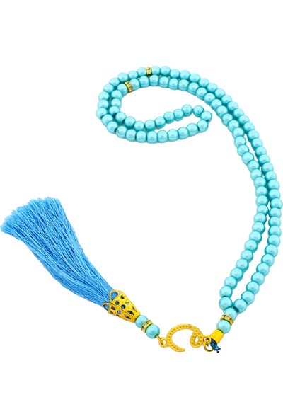 Bayramdan Vavlı Püsküllü Turkuaz Inci Namaz Tesbihi