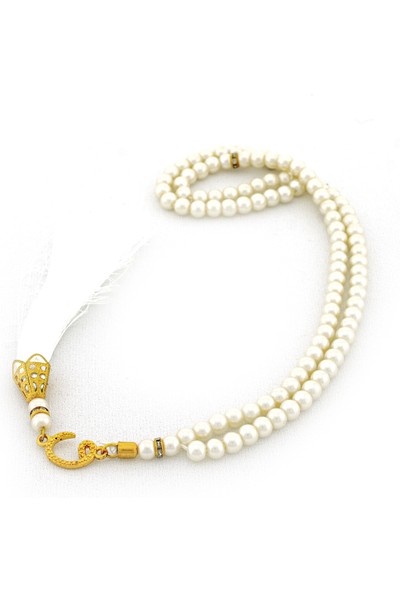 Bayramdan Vavlı Püsküllü Krem Inci Namaz Tesbihi