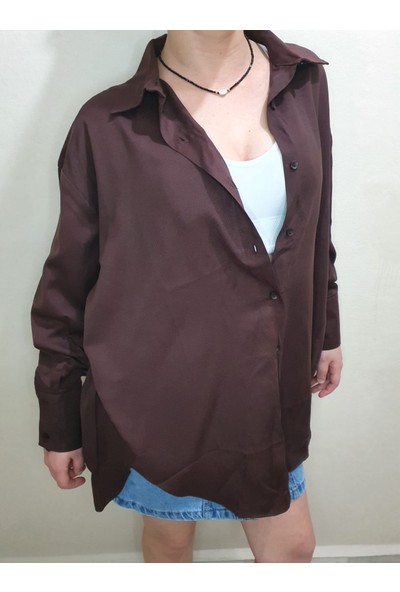 Ed&en Marka Bol Kesim Kahverengi Gömlek
