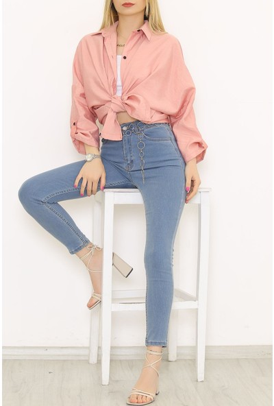 Kadın Yarasa Kol Gömlek Açıkpudra