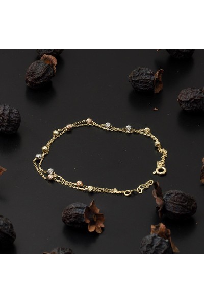 Bilezikci Top Altınlı 2 Sıra Zincirli 14 Ayar Bileklik