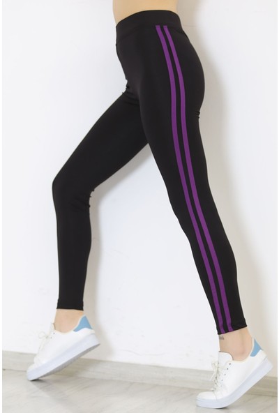 Karazona Kadın Çift Şeritli Dalgıç Tayt Siyahmor KZ2-10391 Karazona Kadın Çift Şeritli Dalgıç Tayt Siyahmor KZ2-10391