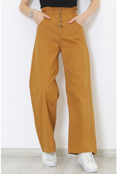 Karazona Kadın Marul Bel Kot Pantolon Taba KZ2-8886