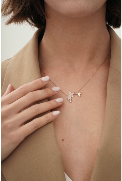 Rosegold Balık Kolye