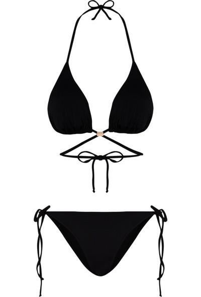 Endeep Beria Kadın Çapraz Bağlama Detaylı Üçgen Ipli Siyah Bikini Takımı Endeep Beria Kadın Çapraz Bağlama Detaylı Üçgen Ipli Siyah Bikini Takımı