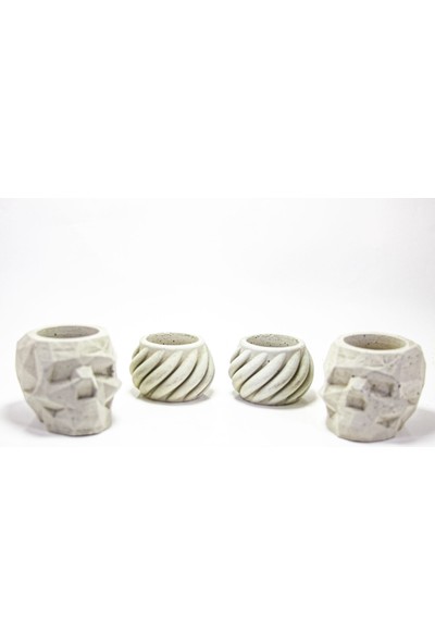 Dekormatik Cesta 4'lü Beton Sukulent Saksı