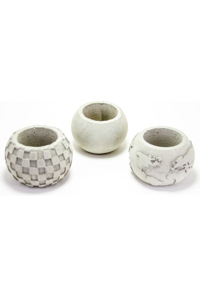 Dekormatik Adel 3'lü Beton Sukulent Saksı