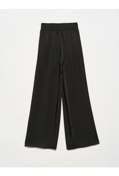 Dilvin 70551 Beli Lastikli Geniş Pantolon-Siyah