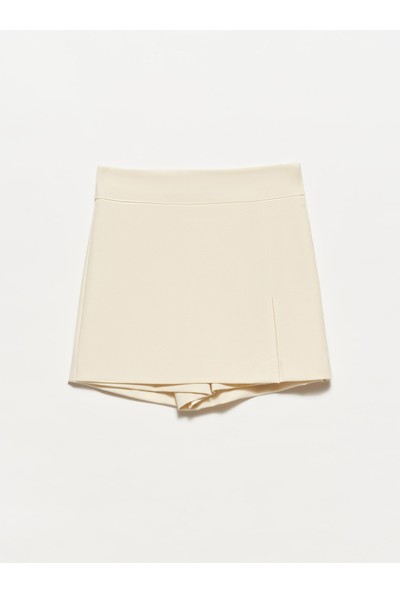 Dilvin 70560 Yırtmaçlı Şort Etek-Ekru