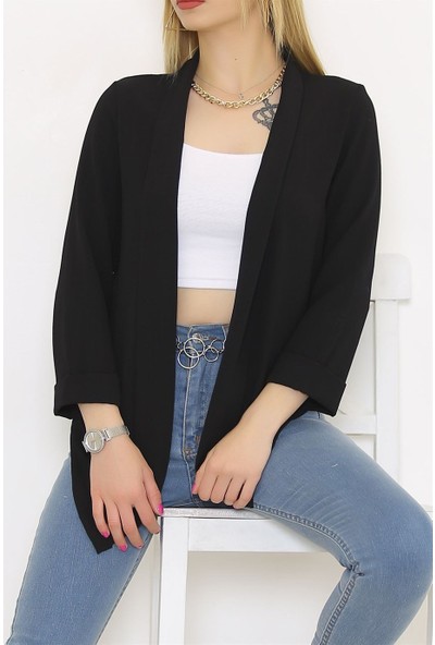 İlkecim Butik Krep Ceket Siyah - 4135.222.