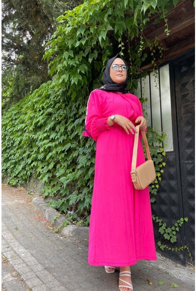 Moodstore Seyyar Kemerli Yazlık Uzun Elbise