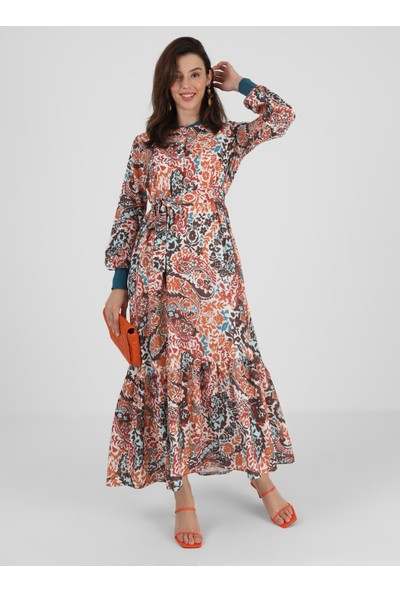 Loreen Desenli Elbise - Kahverengi - Loreen Loreen Desenli Elbise - Kahverengi - Loreen
